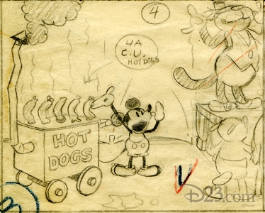 Vintage storyboard sketches show Mickey's speaking debut in the 1929 ...