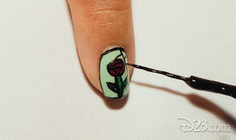 "Stained-Glass Rose" Nail Art Design - D23