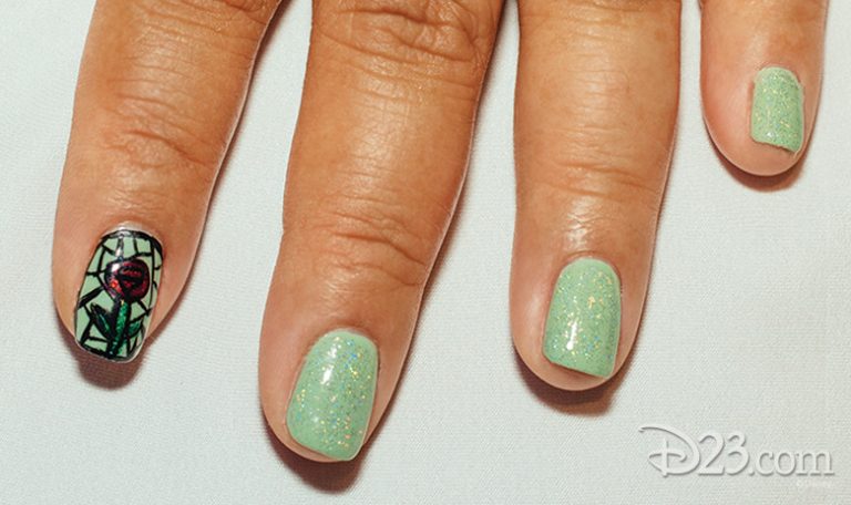 "Stained-Glass Rose" Nail Art Design - D23