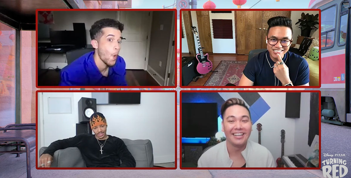 The Voices of Turning Red’s 4*Town Play Disney Boy Band Trivia - D23
