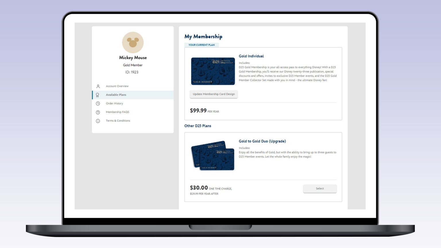 D23 Gold Membership Card Selection - D23