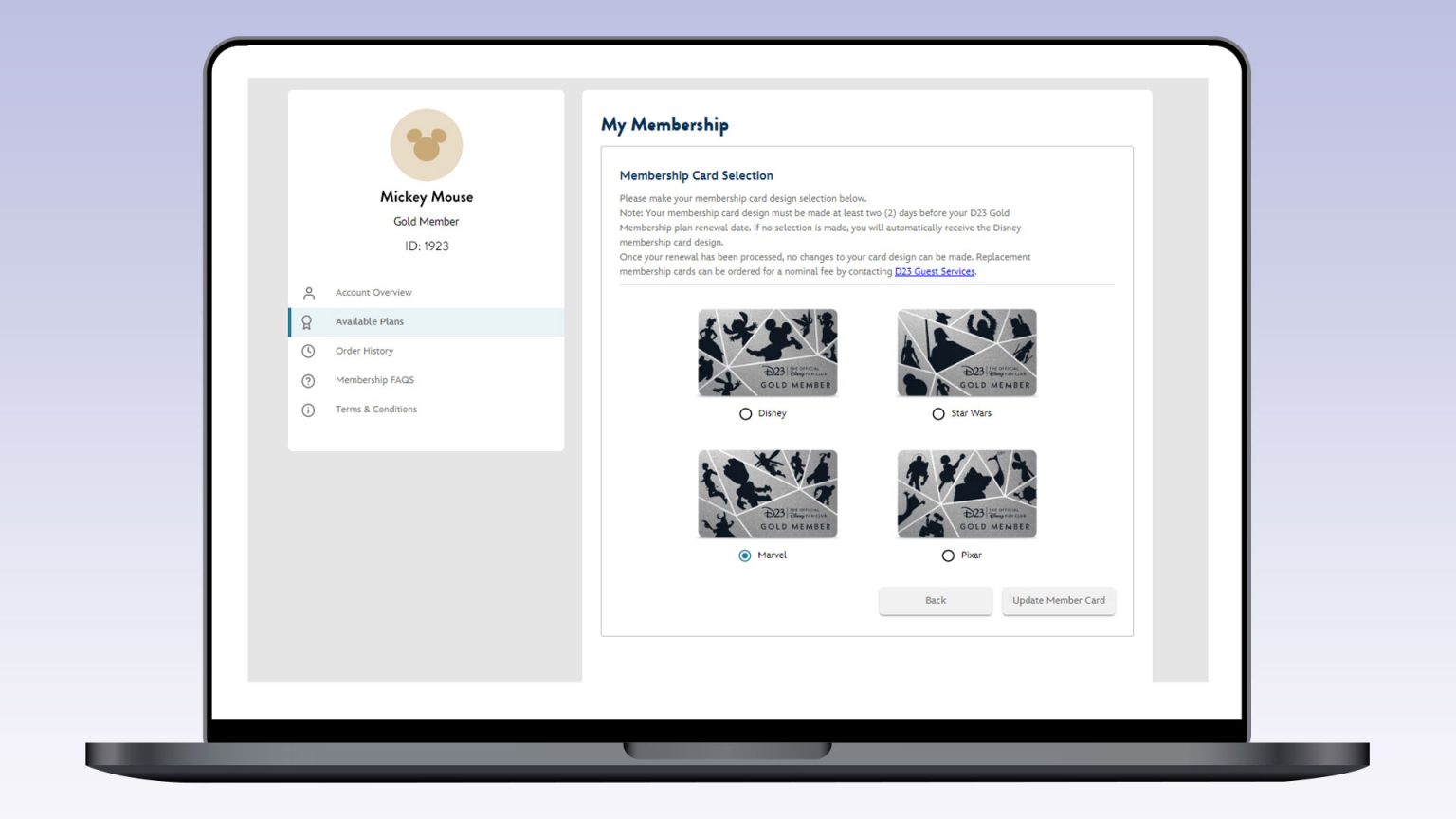 D23 Gold Membership Card Selection - D23